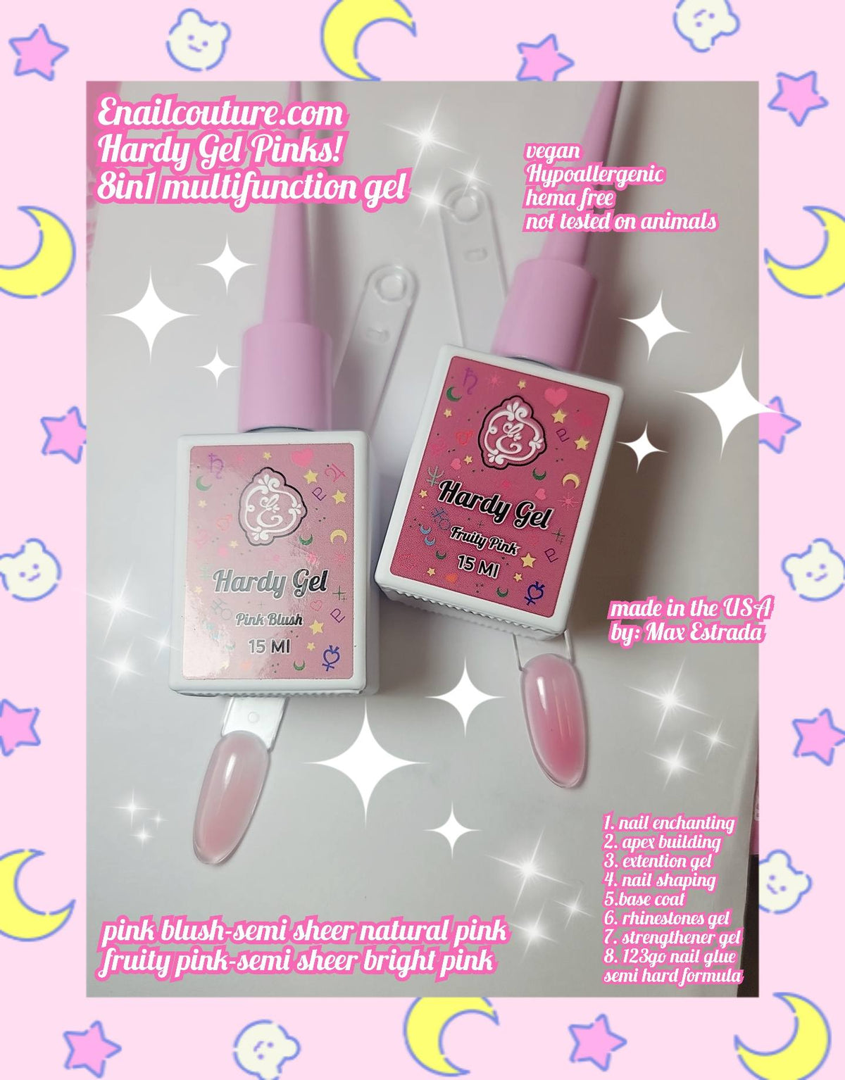 Pink Hardy Gels !~ ( 123go nails Pink Clear Gel Nail 15ml Nail Strengt ...