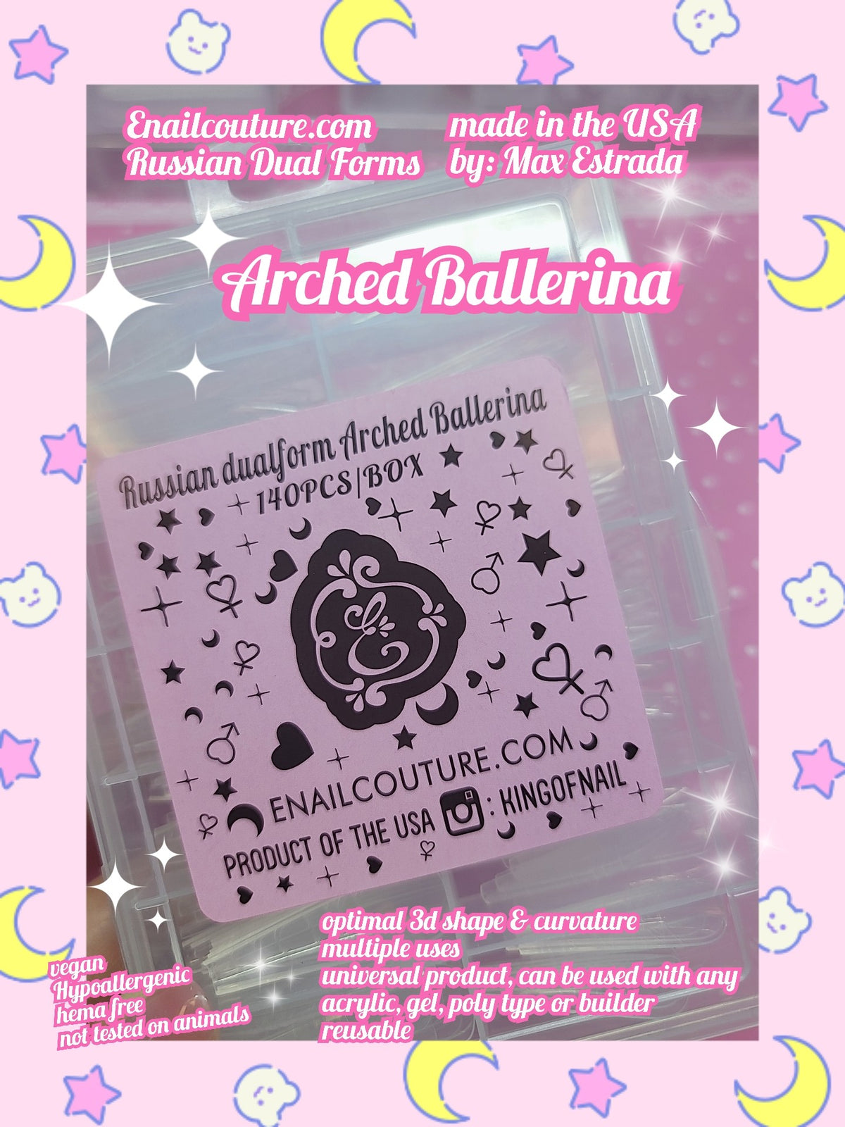 Arched Ballerina Russian Dual Forms!~ (Dual Nail Forms,Pointed Shape E ...