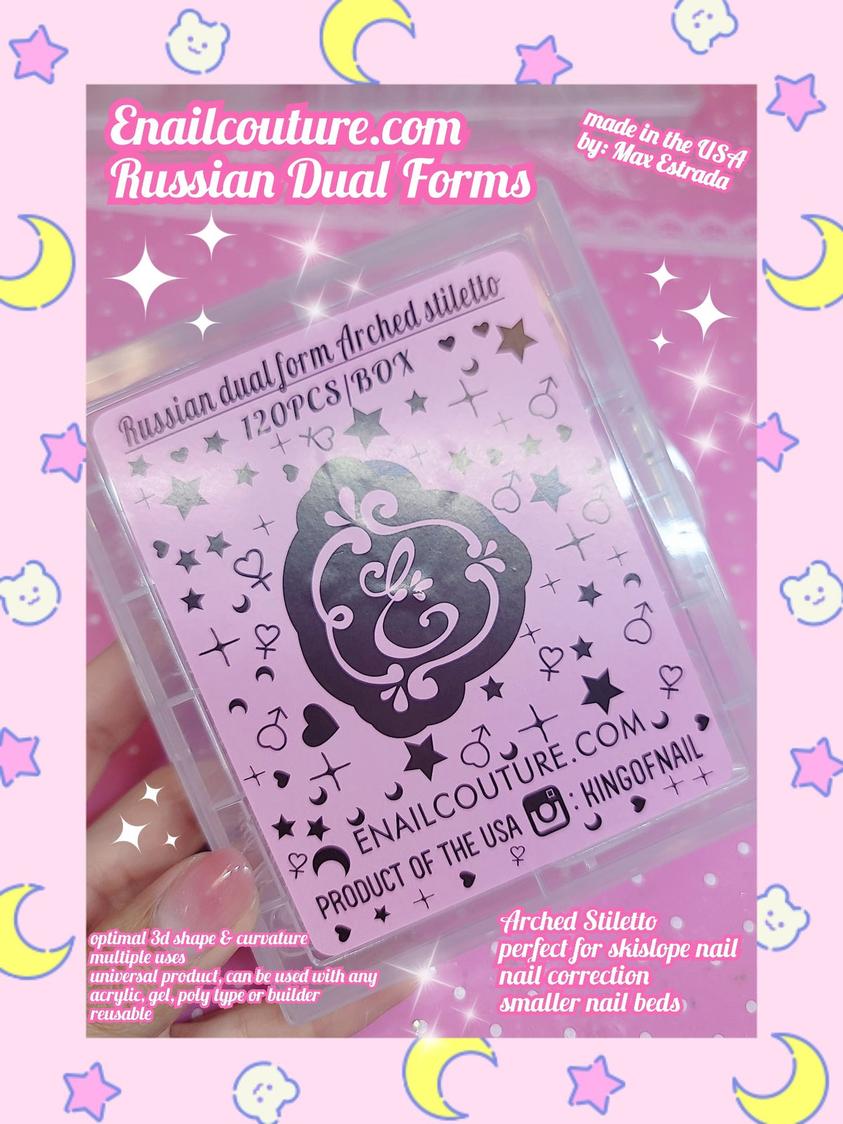 Arched Stiletto Russian Dual Forms!~ (Dual Nail Forms,Pointed Shape Ex ...