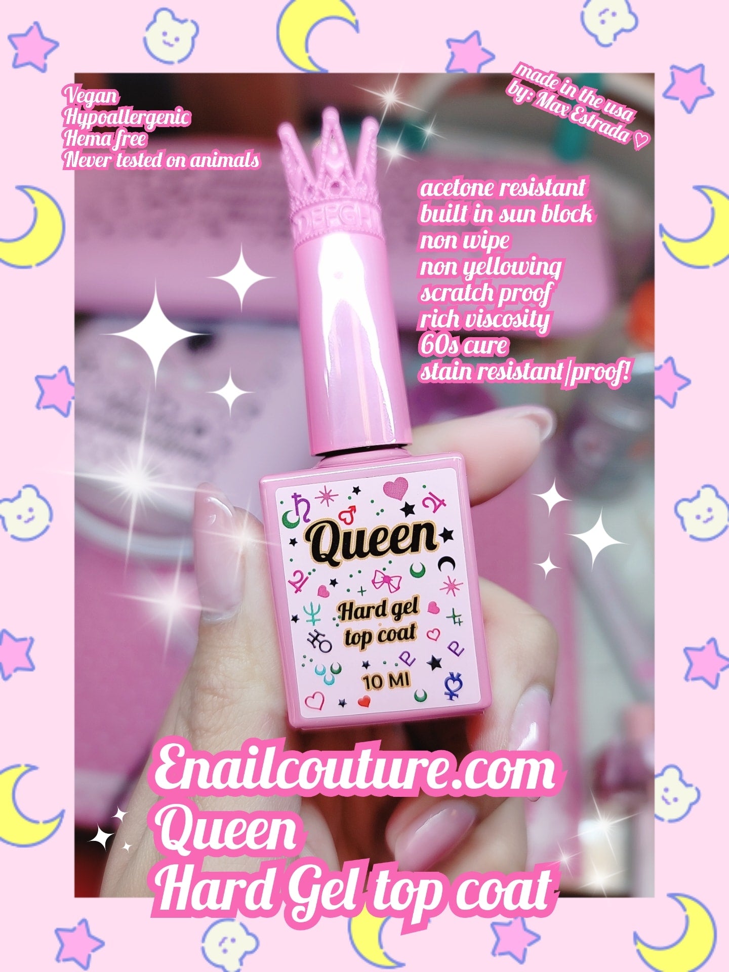 Queen Gel Hard Gel Top Coat (Gel Top Coat - 10ml No Wipe Top Gel Coat ...