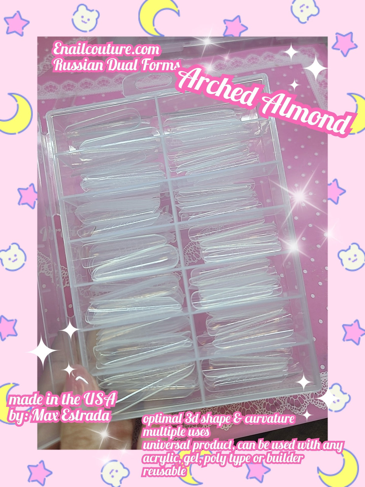 Arched Almond Russian Dual Forms!~ (Dual Nail Forms,Pointed Shape Exte ...