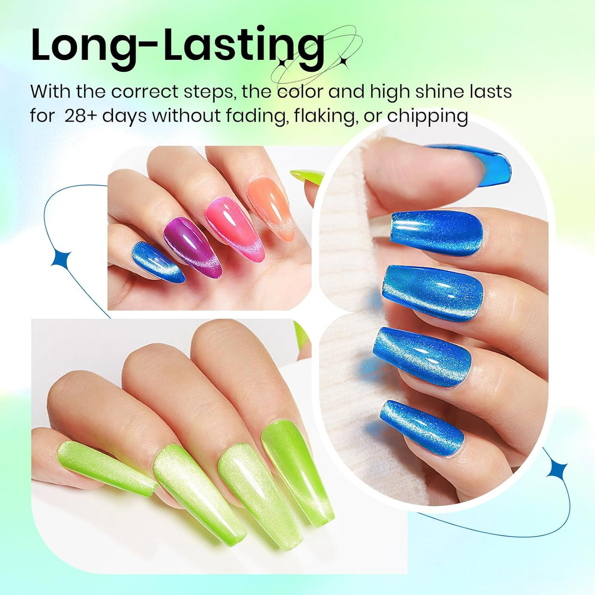 Neon Kitty (Neon Cat Eye Gel Nail Polish, 6 Colors Magnetic Gel Nail P ...