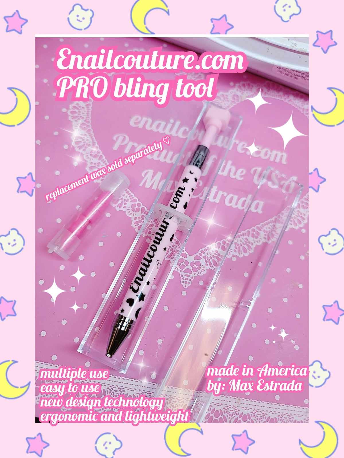 PRO Bling Tool ( Nail Art Rhinestone Wax Dotting Pen Diamond Picker Ma ...