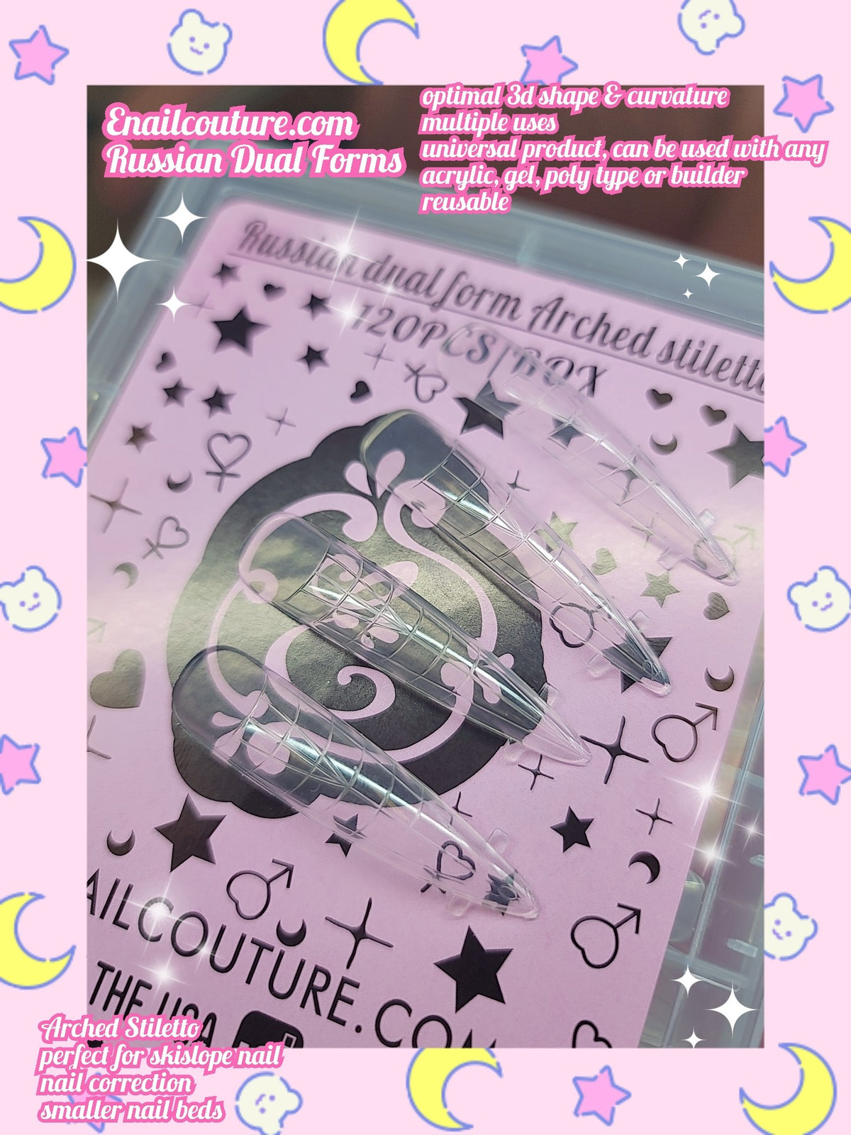 Arched Stiletto Russian Dual Forms!~ (Dual Nail Forms,Pointed Shape Ex ...