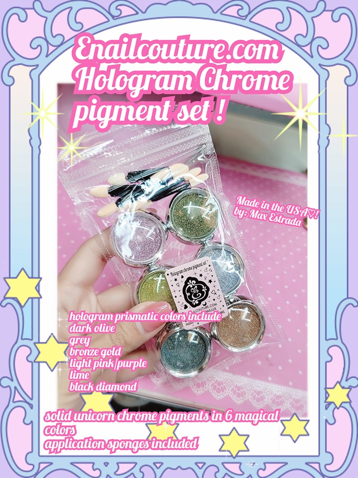 Hologram Chrome Pigment Set, solid pigment! (Holographic Nail Powder S ...