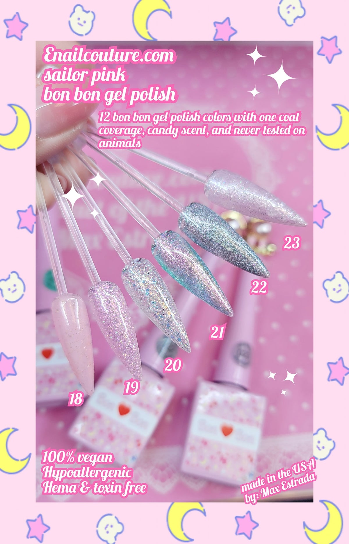 Sailor Pink bon bon gel (Neon Pink Gel Nail Polish Set Hot Pink Cherry ...