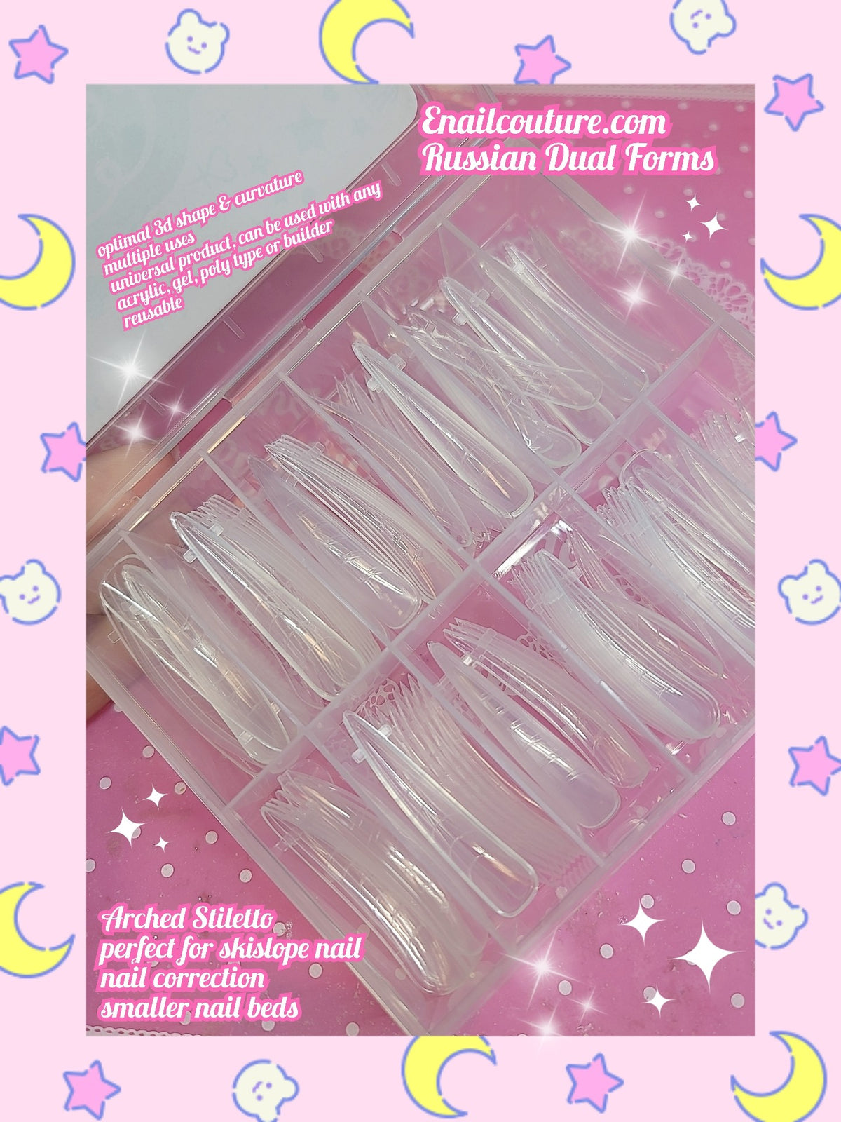 Arched Stiletto Russian Dual Forms!~ (Dual Nail Forms,Pointed Shape Ex ...