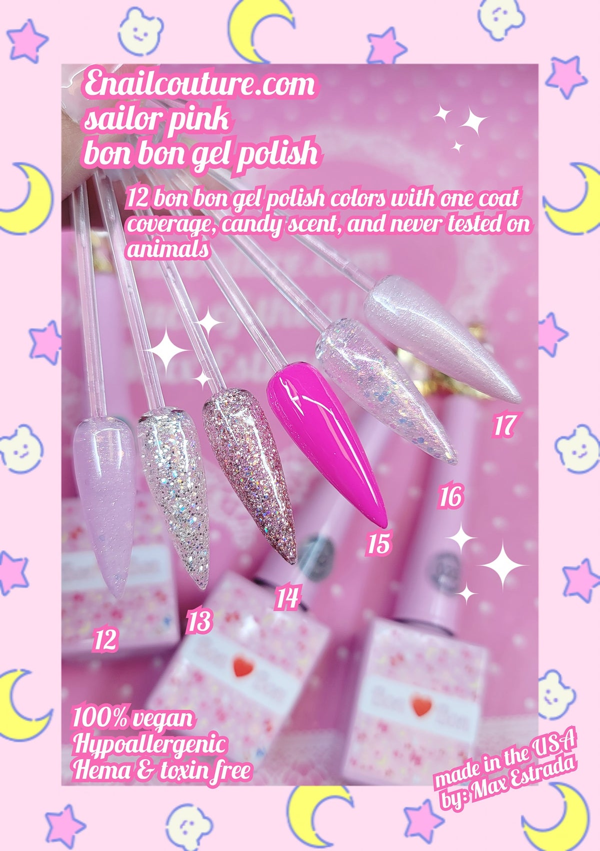 Sailor Pink bon bon gel (Neon Pink Gel Nail Polish Set Hot Pink Cherry ...