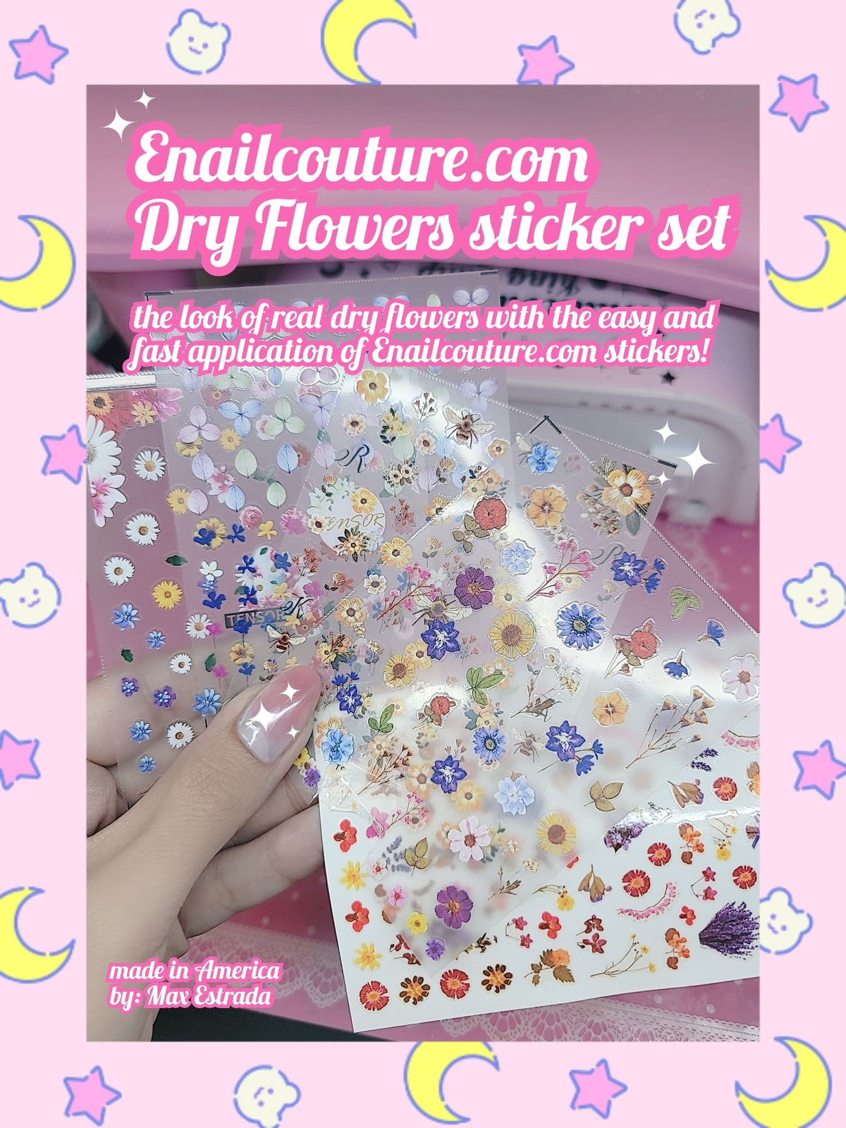 Dry Flower Nail Sticker Set Flower Nail Stickers Lilies Camellia Flo