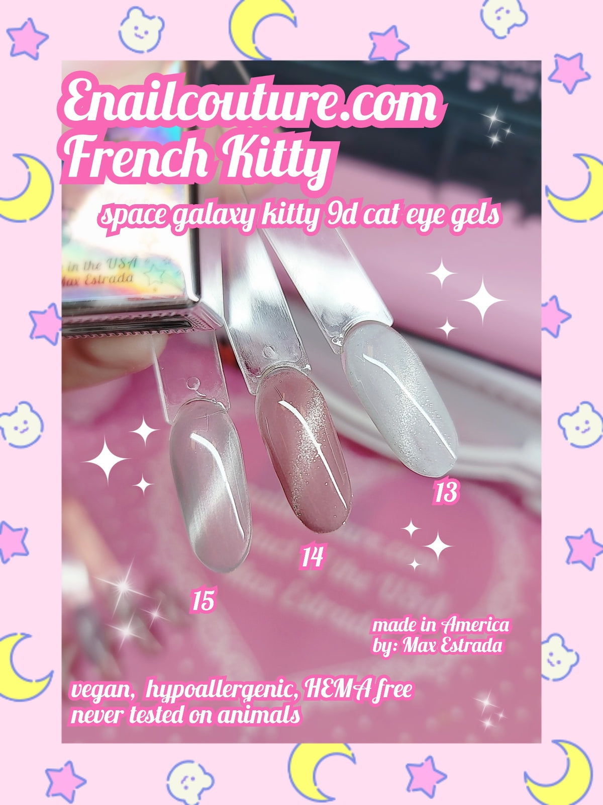 French Kitty (9d Cat Eye Gel Nail Polish Colors Shimmer Glitter with M ...