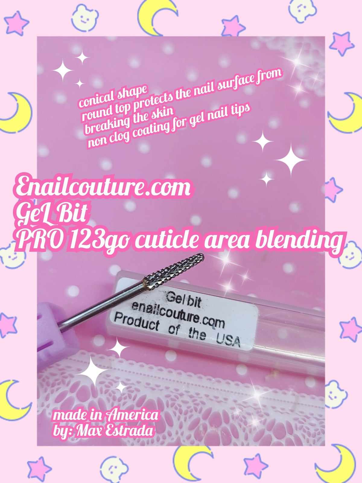 Gel Bit 123go PRO Cuticle Bit! (Tungsten Carbide Acrylic Nail Drill Bi ...