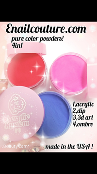 Pure color Powder~! 4in1 powder for acrylic, dip, 3d art design & ombr ...