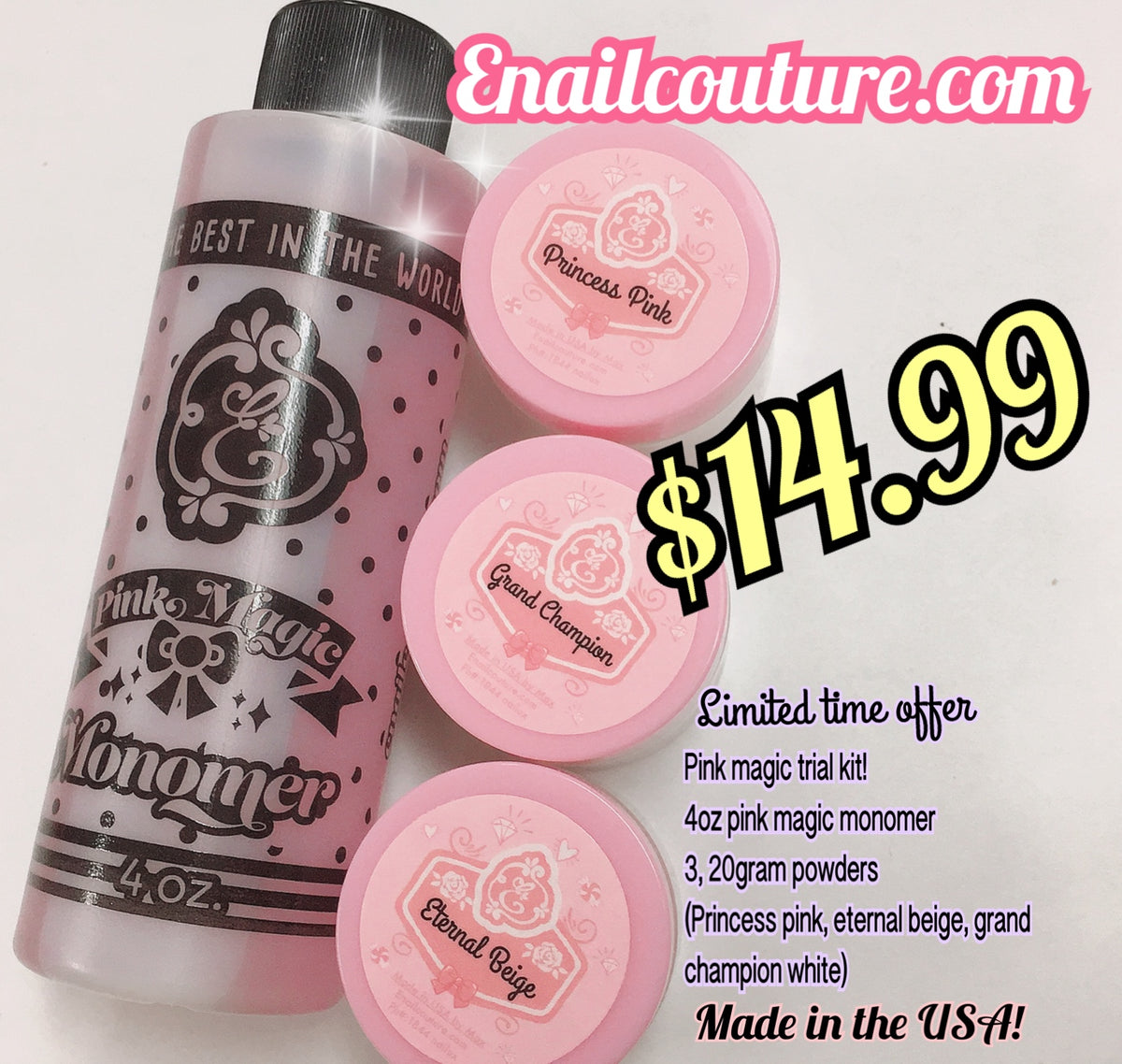 Pink Magic Trial Kit (Acrylic Nail Kit Acrylic Powder and Professional ...