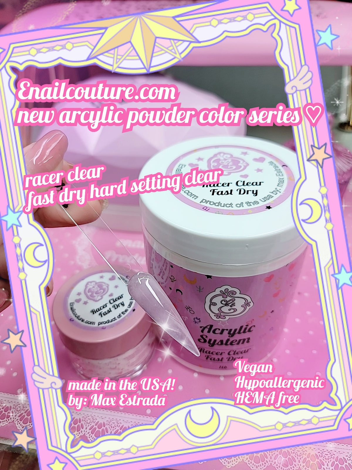 Racer Clear Fast dry speed powder (Crystal Clear Acrylic Powder - Prof ...