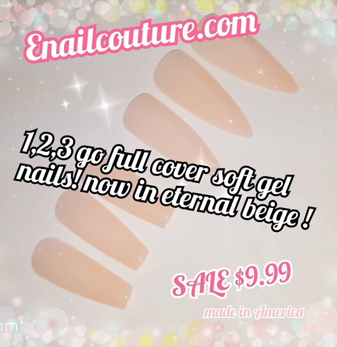 123 Go! Nails (pre made full coverage gel nail tips) (Full Cover False ...