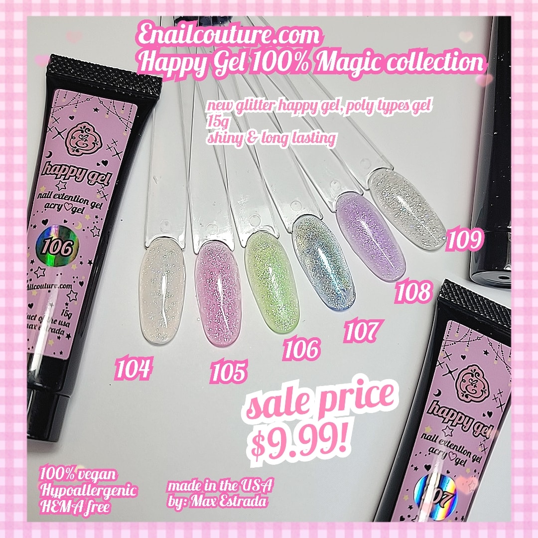 Happy Gel 100% Magic Collection Glitter !(Poly Nails Gel Set,Glitter N ...