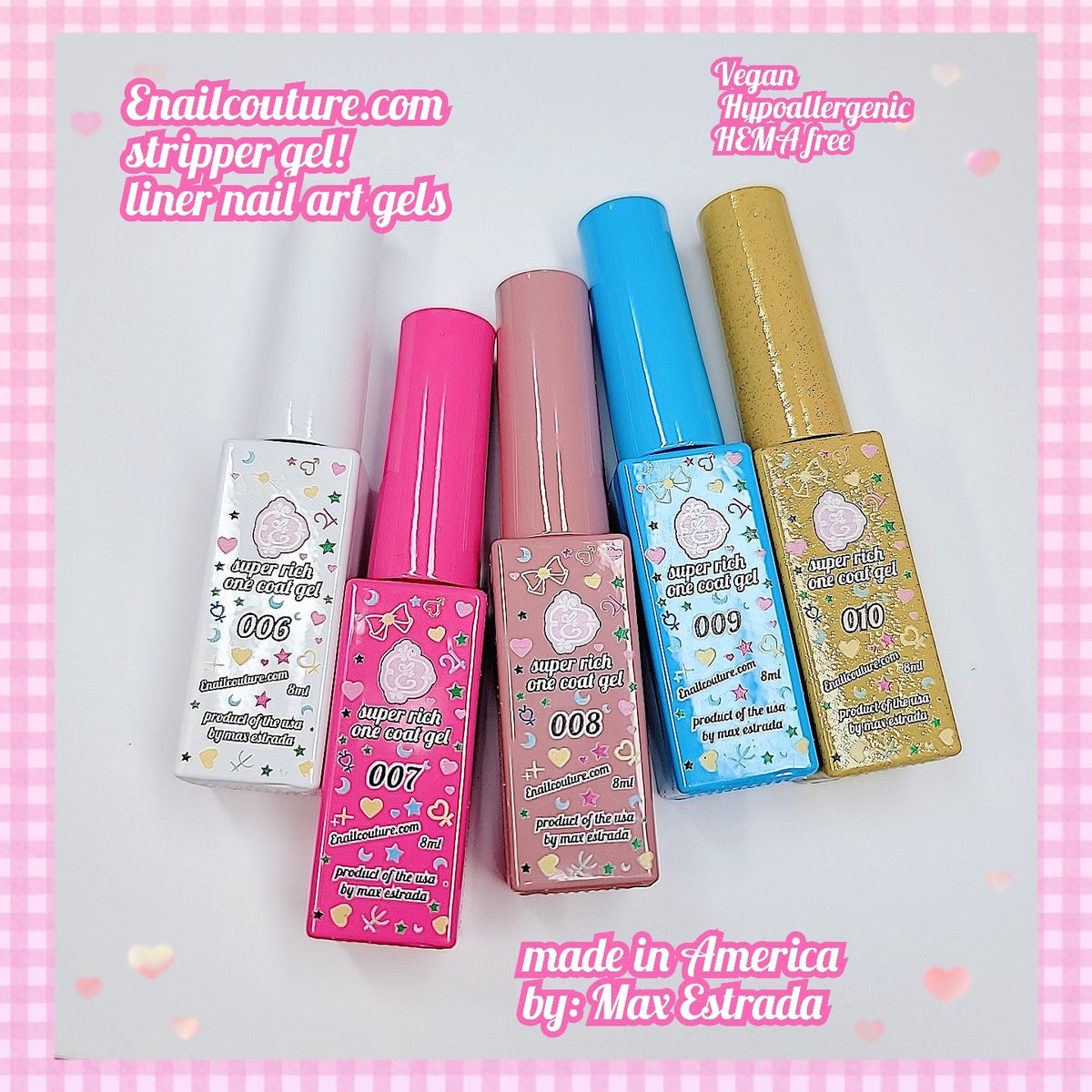 Stripper Gel, liner gel brush set (Painted Gel Nail Polish Set,10 Colo ...