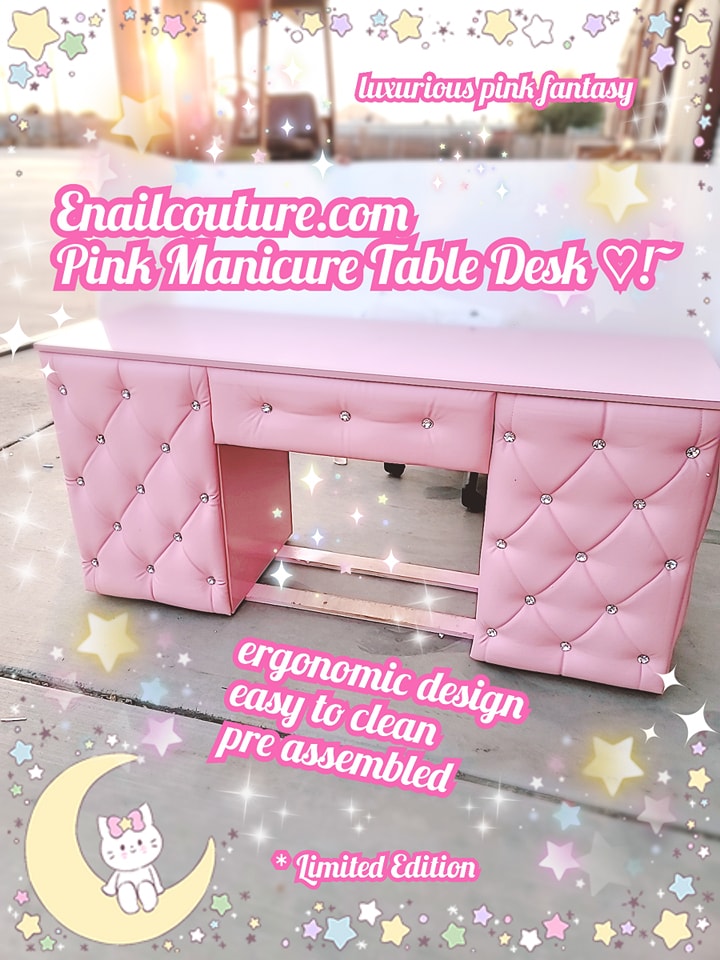 Pink Manicure Table Desk! (Manicure Table, Nail Makeup Desk with Drawe ...
