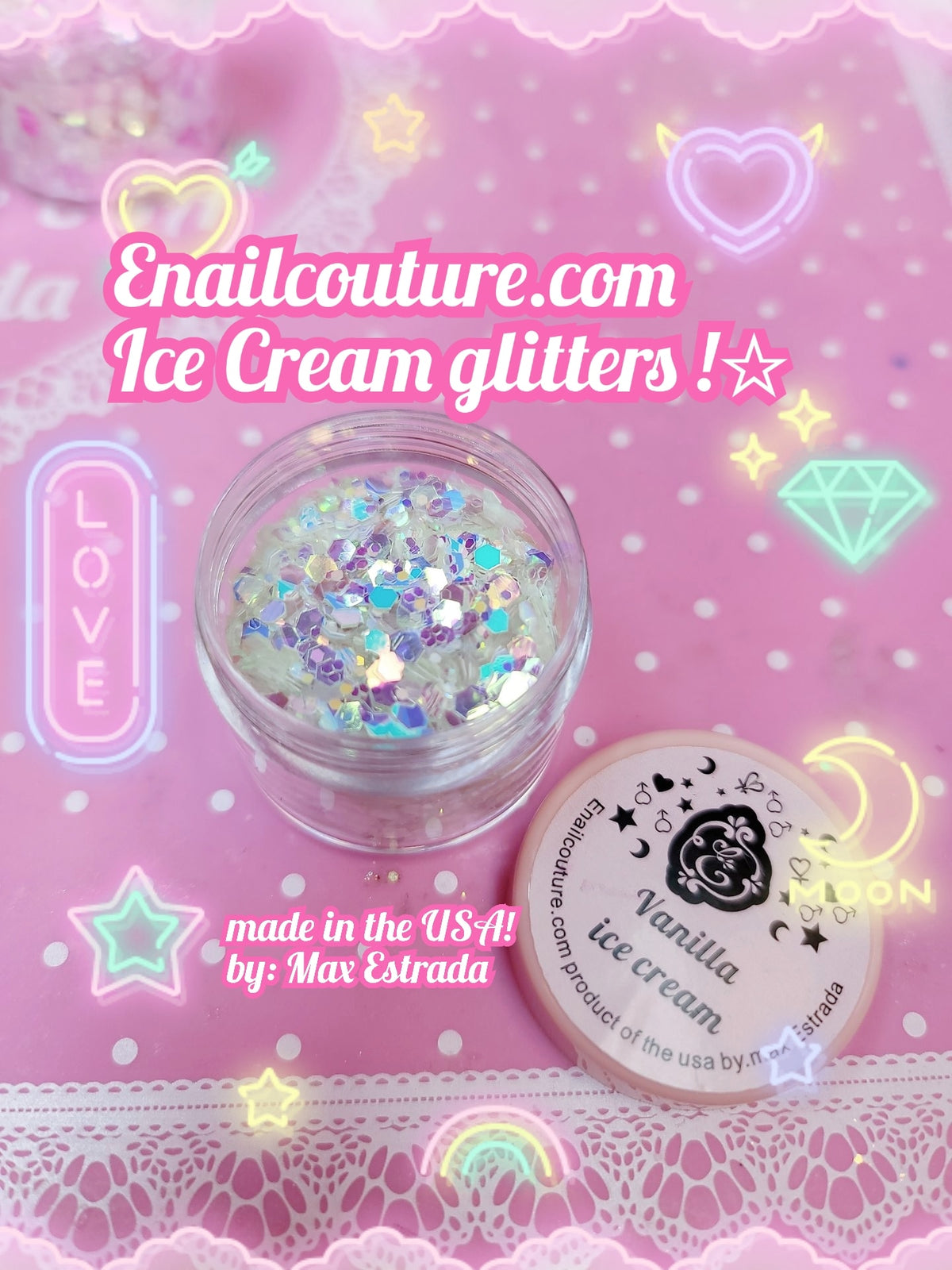 Ice Cream Glitter Series (Holographic Nail Art Glitters Shinning Sugar ...