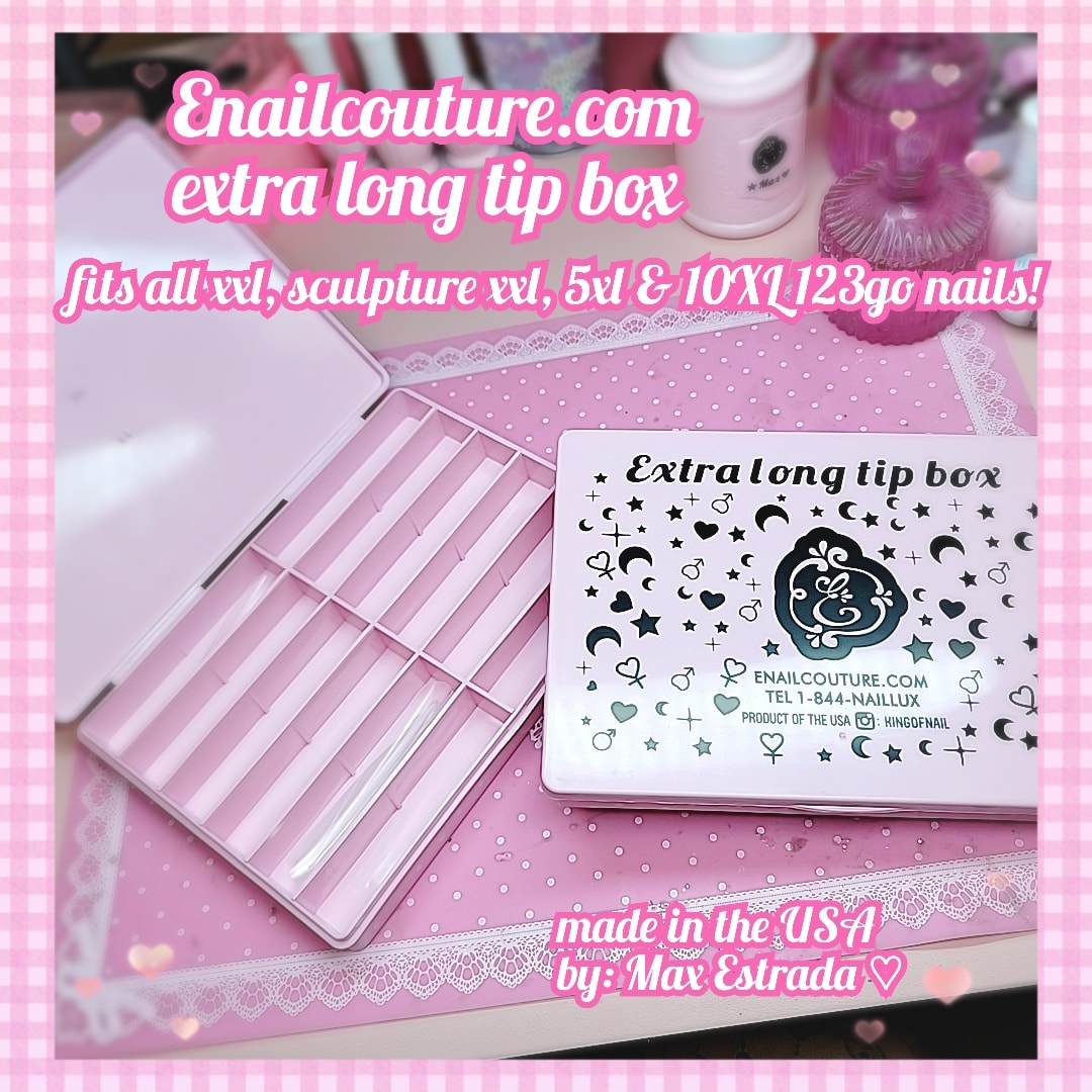 Extra Long Tip Box (Nail Tip Box False Nail Tips pink Storage Box with ...