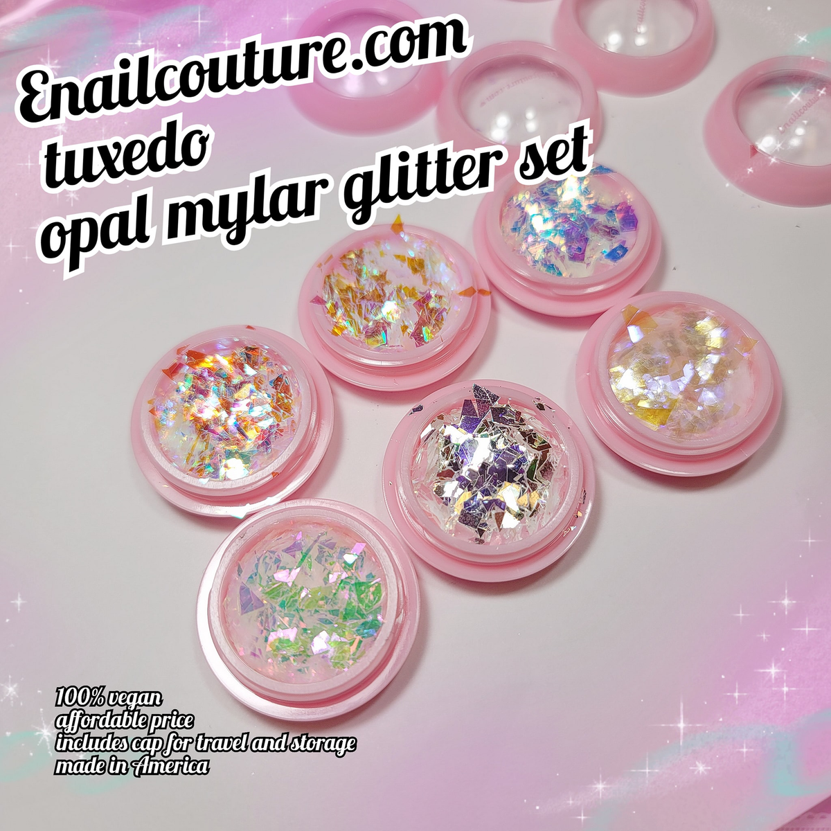 Tuxedo Opal glitter set (Nail Art Glitter Mylar Slices Irregular Sequi ...